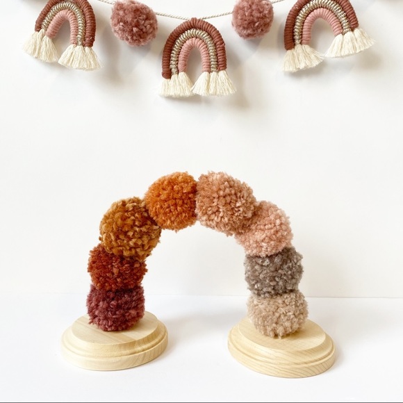 Handmade | Party Supplies | Rainbow Mini Pom Pom Table Centerpiece Kids ...